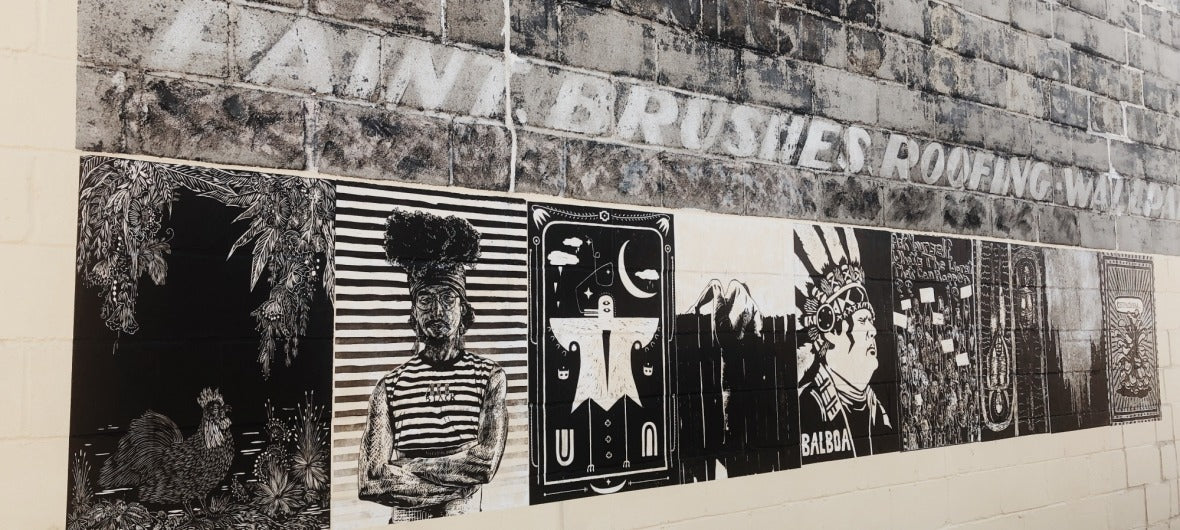 Nine Nebraska Artists Wheat Paste Mural – LUX Center for the Arts